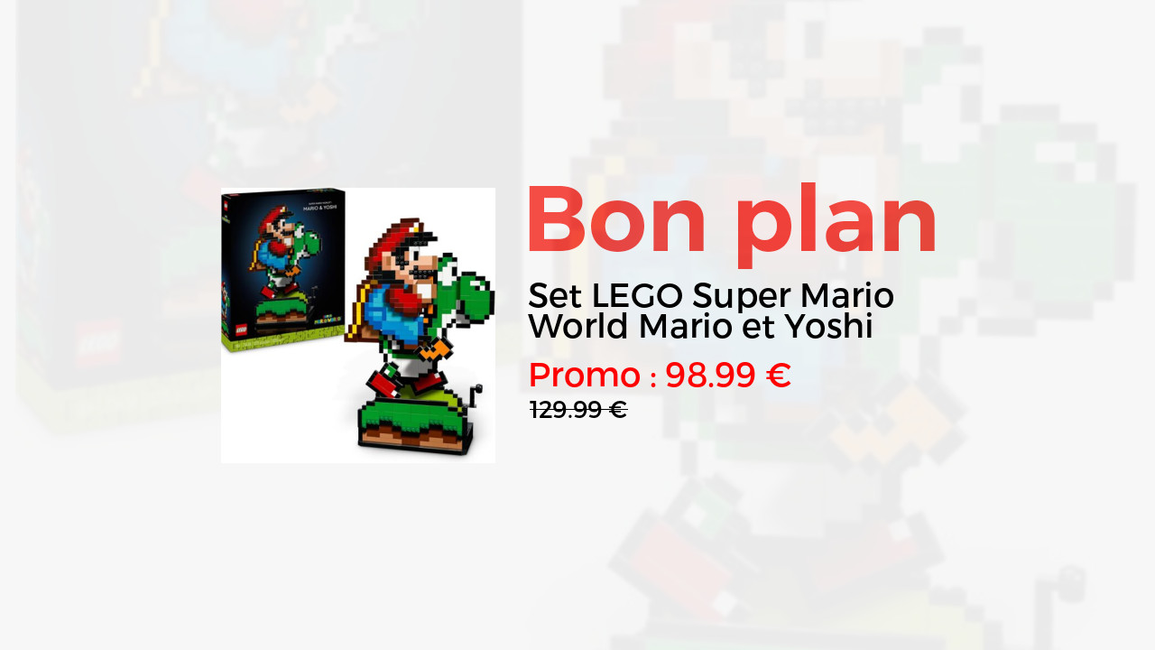 Bon plan - Set LEGO Super Mario World Mario et Yoshi à 98.99€